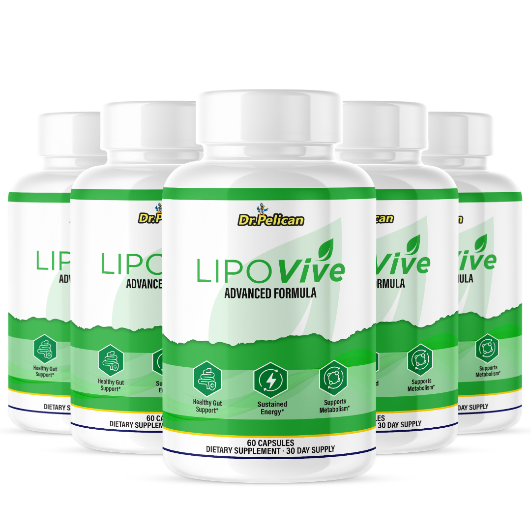 LipoVive- Digestive Support- 5 Bottles- 300 Capsules – Pelican Vitamins