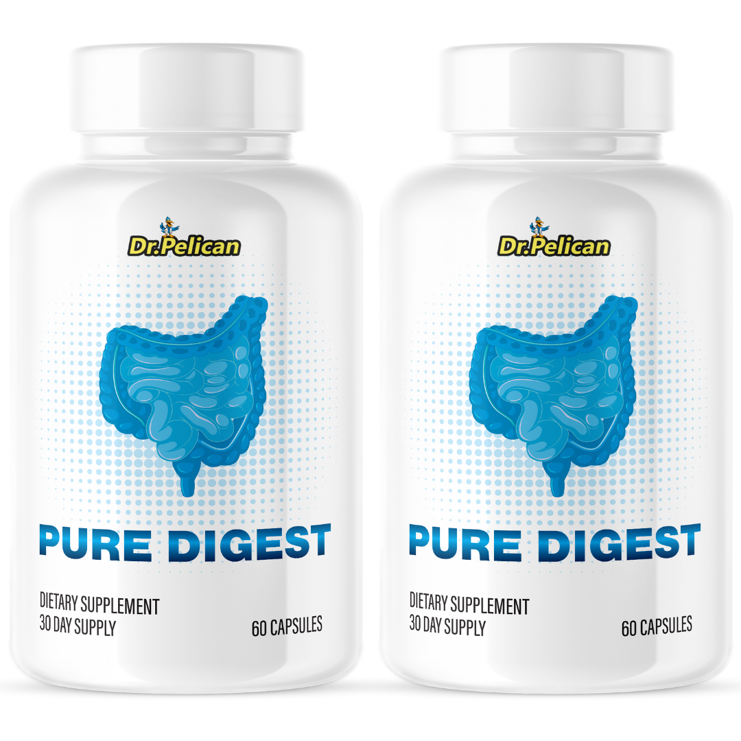 Pure Digest- Digestive Support- 2 Bottles- 120 Capsules – Pelican Vitamins
