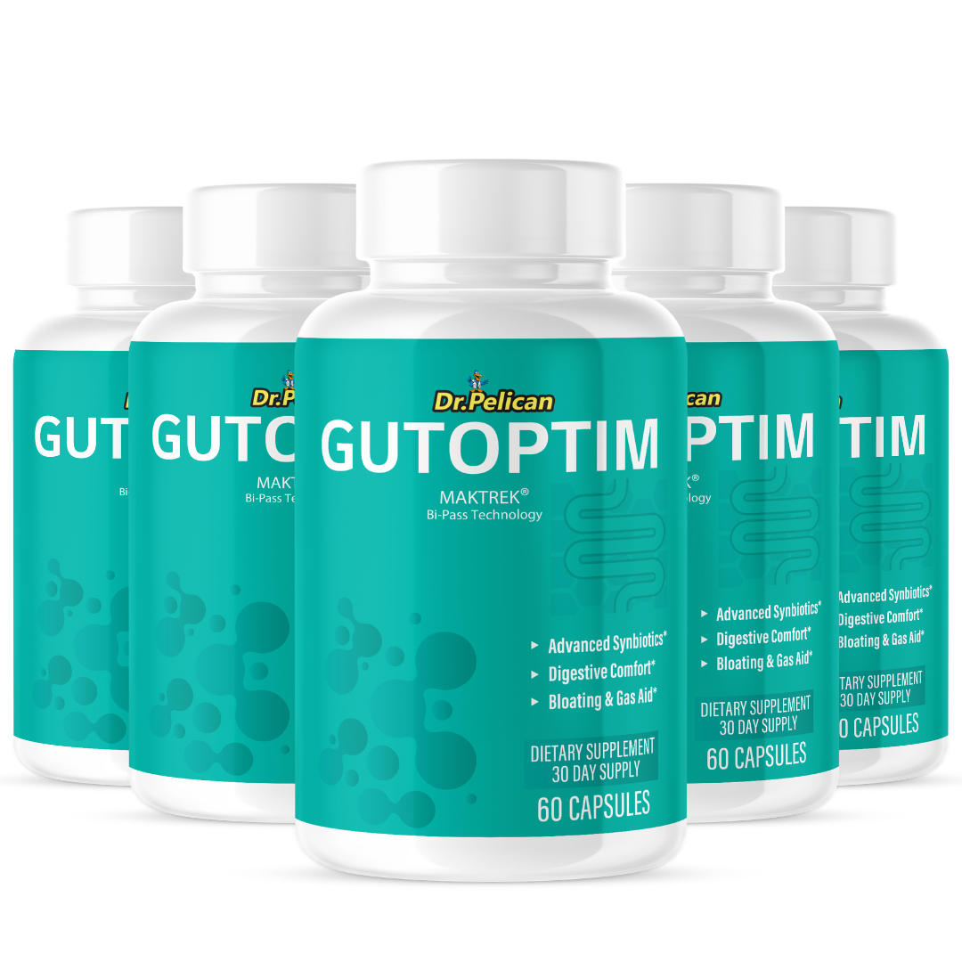 Gutoptim- Digestive Support- 5 Bottles- 300 Capsules – Pelican Vitamins