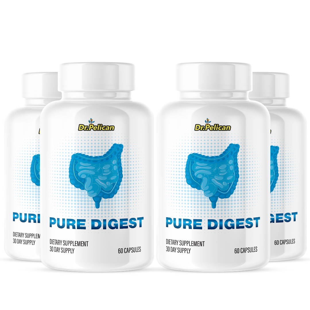 Pure Digest- Digestive Support- 4 Bottles- 240 Capsules – Pelican Vitamins