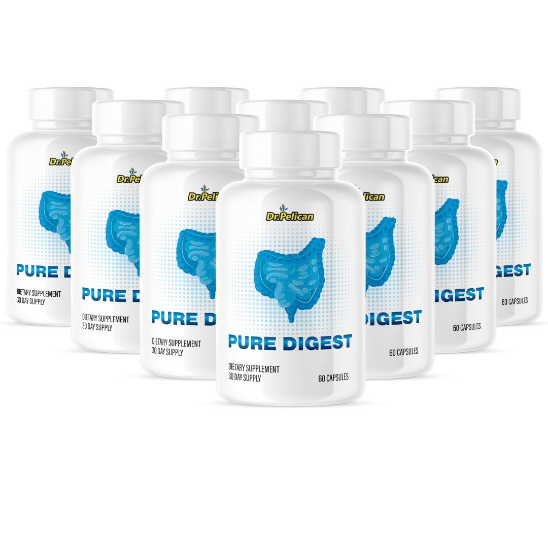 Pure Digest- Digestive Support- 10 Bottles- 600 Capsules – Pelican Vitamins