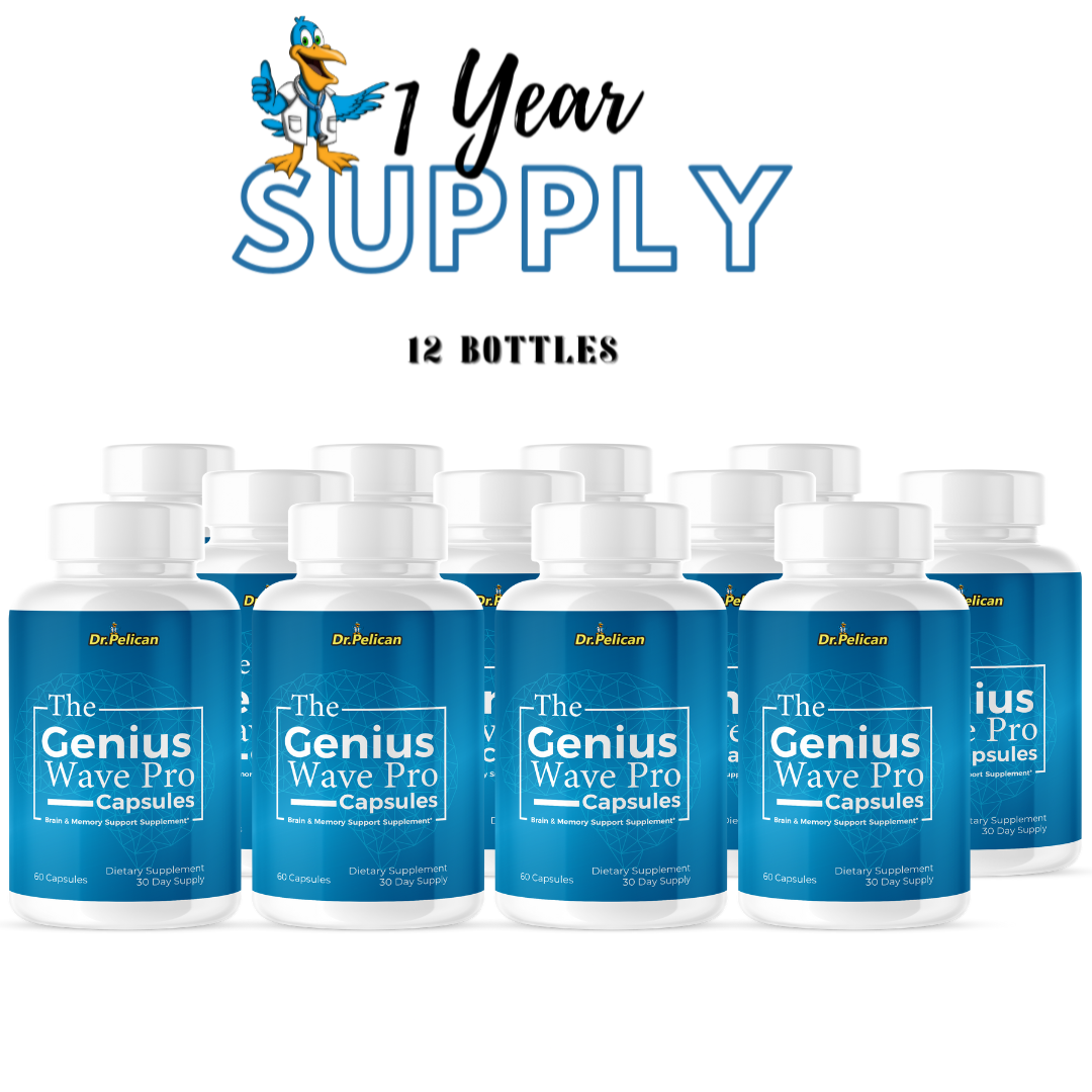 The Genius Wave Pro- Brain Support- 12 Bottles- 720 Capsules – Pelican ...