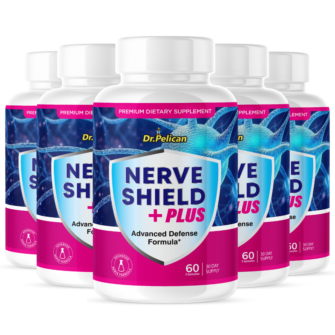Nerve Shield + PLUS- Focus/Nerves & Immune Health- 5 Bottles- 300 Caps ...